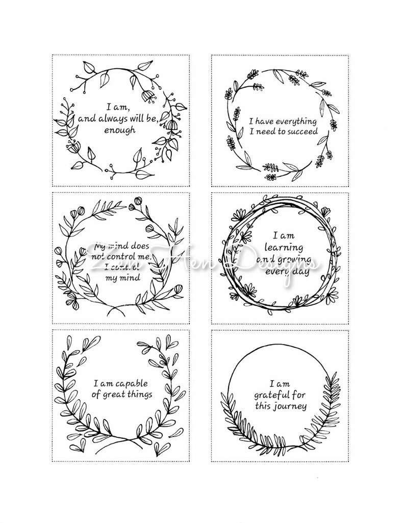 Affirmations for Determination, Hand Drawn Set of 18, Affirmation Cards ...