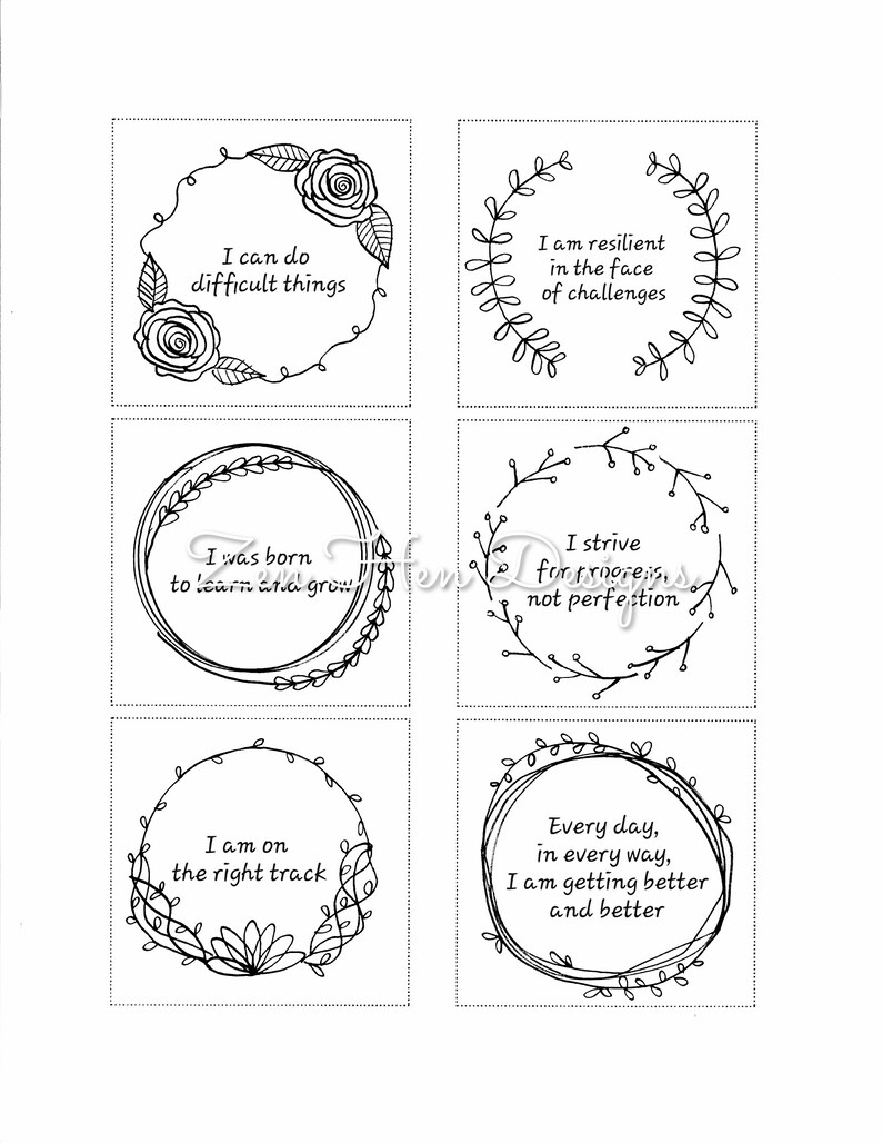 Affirmations for Determination, Hand Drawn Set of 18, Affirmation Cards ...