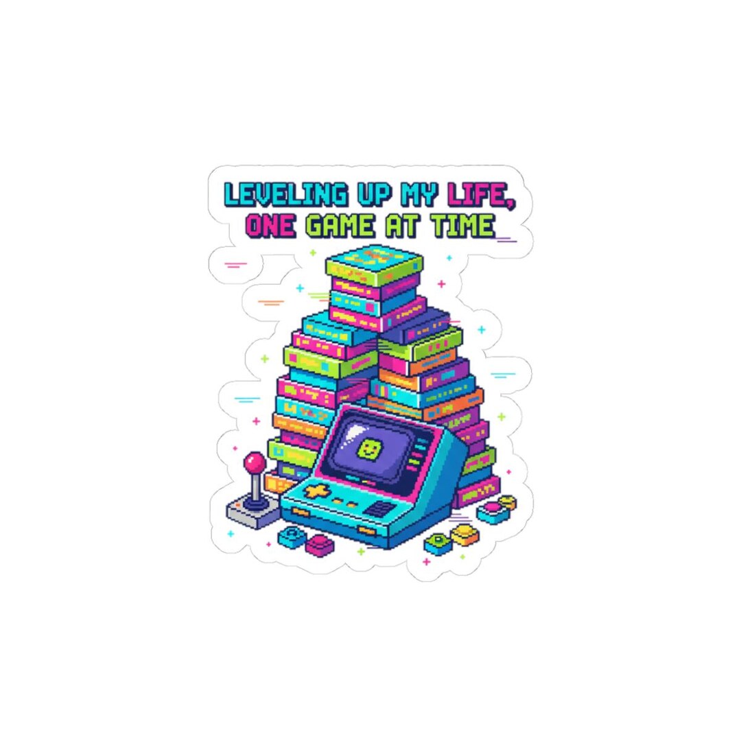 Leveling up My Life Sticker, Gamer Decal, Retro Gaming Sticker, Pixel ...