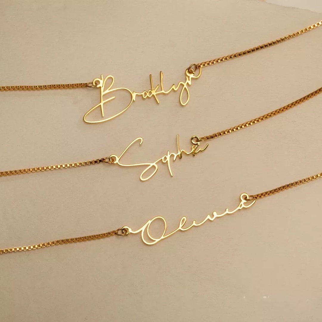 14k Solid Gold Name Necklace, Personalized Names Necklaces, Mothers Day ...
