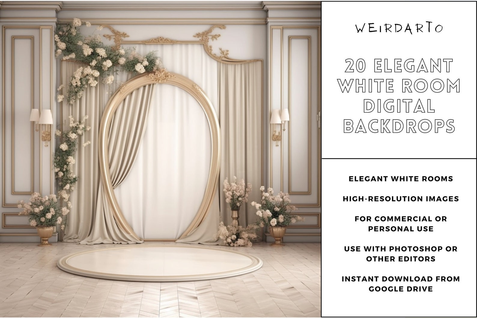 Whimsical White Room: Seamless Digital Backdrops for Captivating ...
