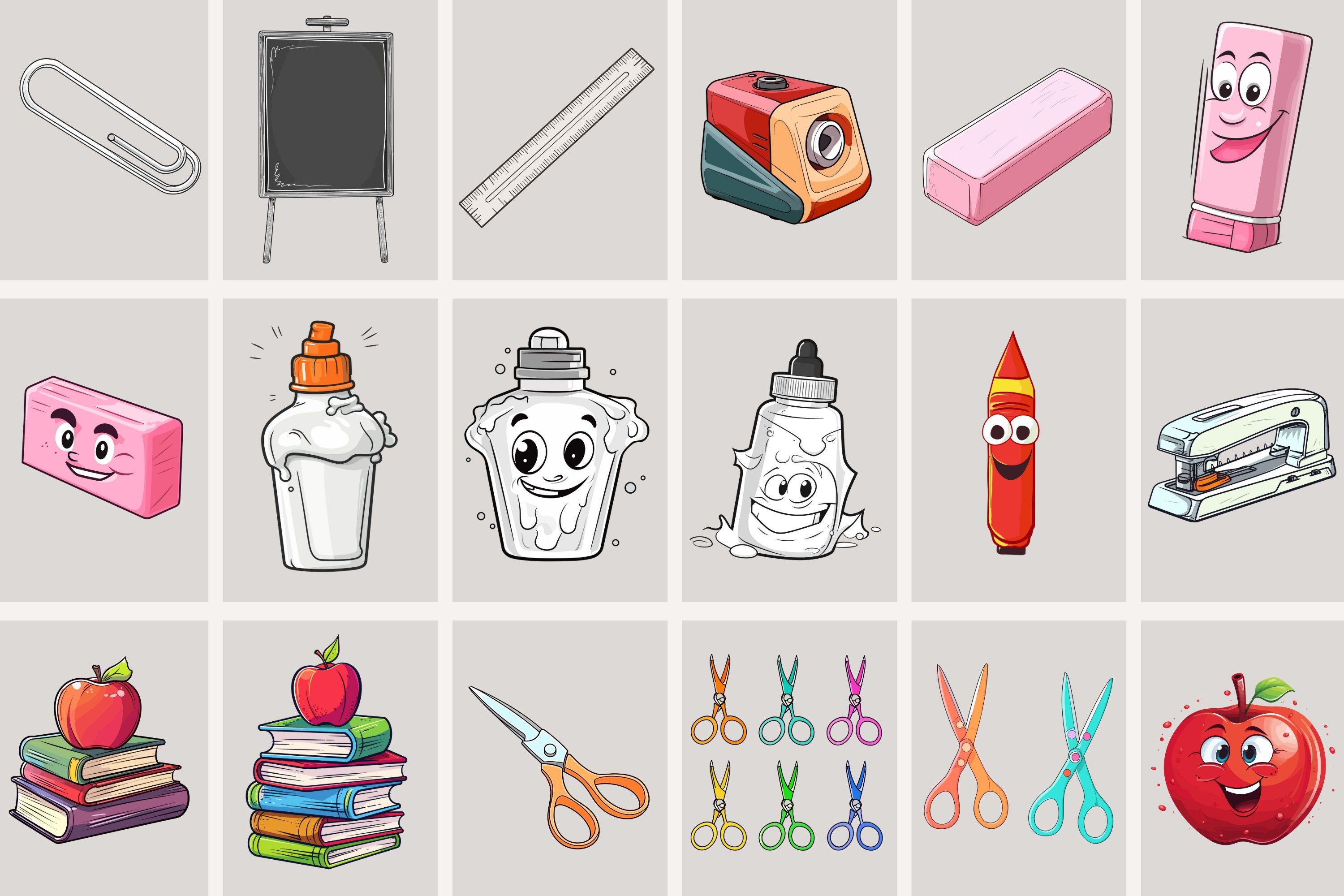 Back to School Supplies Clipart Set, Cute and Colorful School Clipart ...