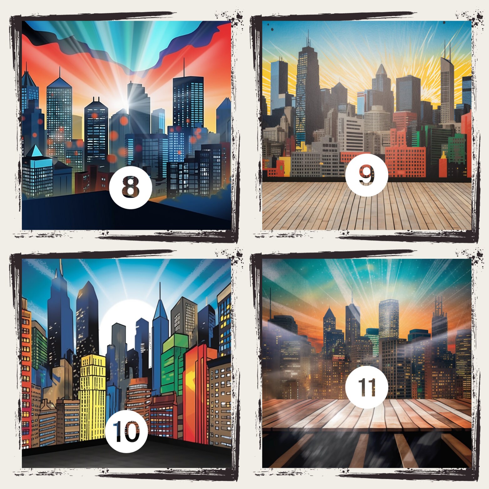 Comic City Skyline Backdrop - Fun Urban Landscape Background for Kids ...