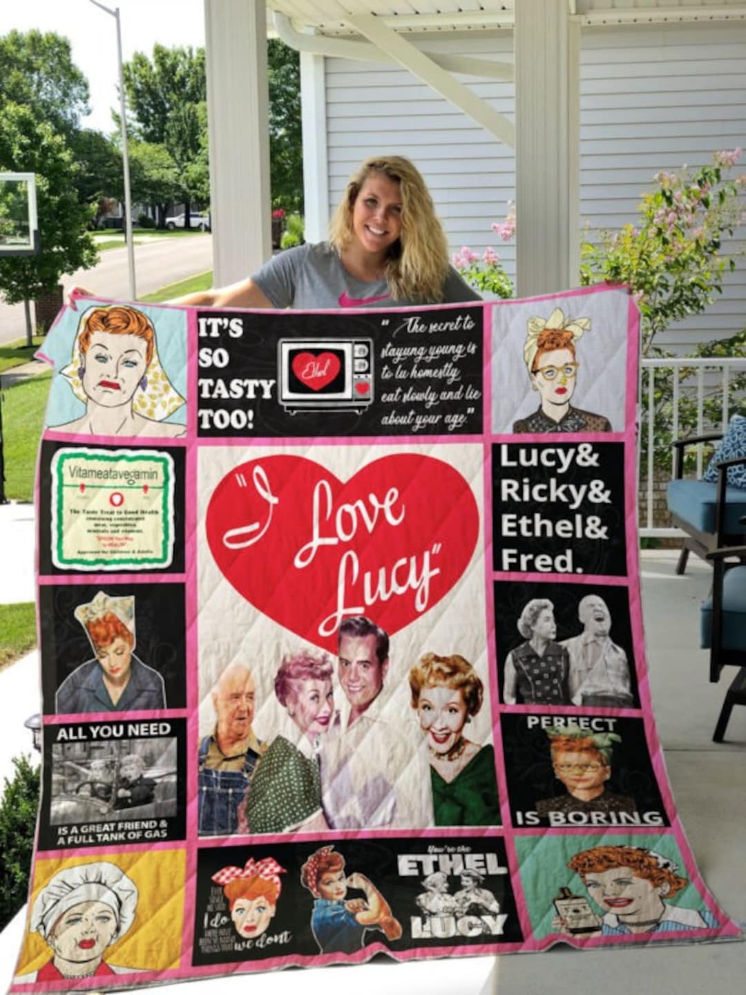 I Love Lucy Quilt Blanket, I Love Lucy Blanket, I Love Lucy Bedding Blanket, Quilt Blanket ...