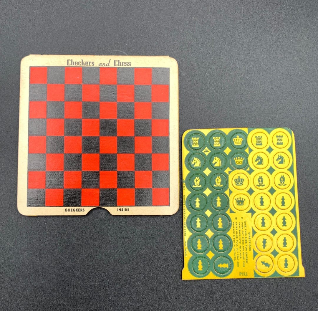 Vintage Traveling Checker/ Chess/ Check Mate Set - 1941 Unique Item Co ...