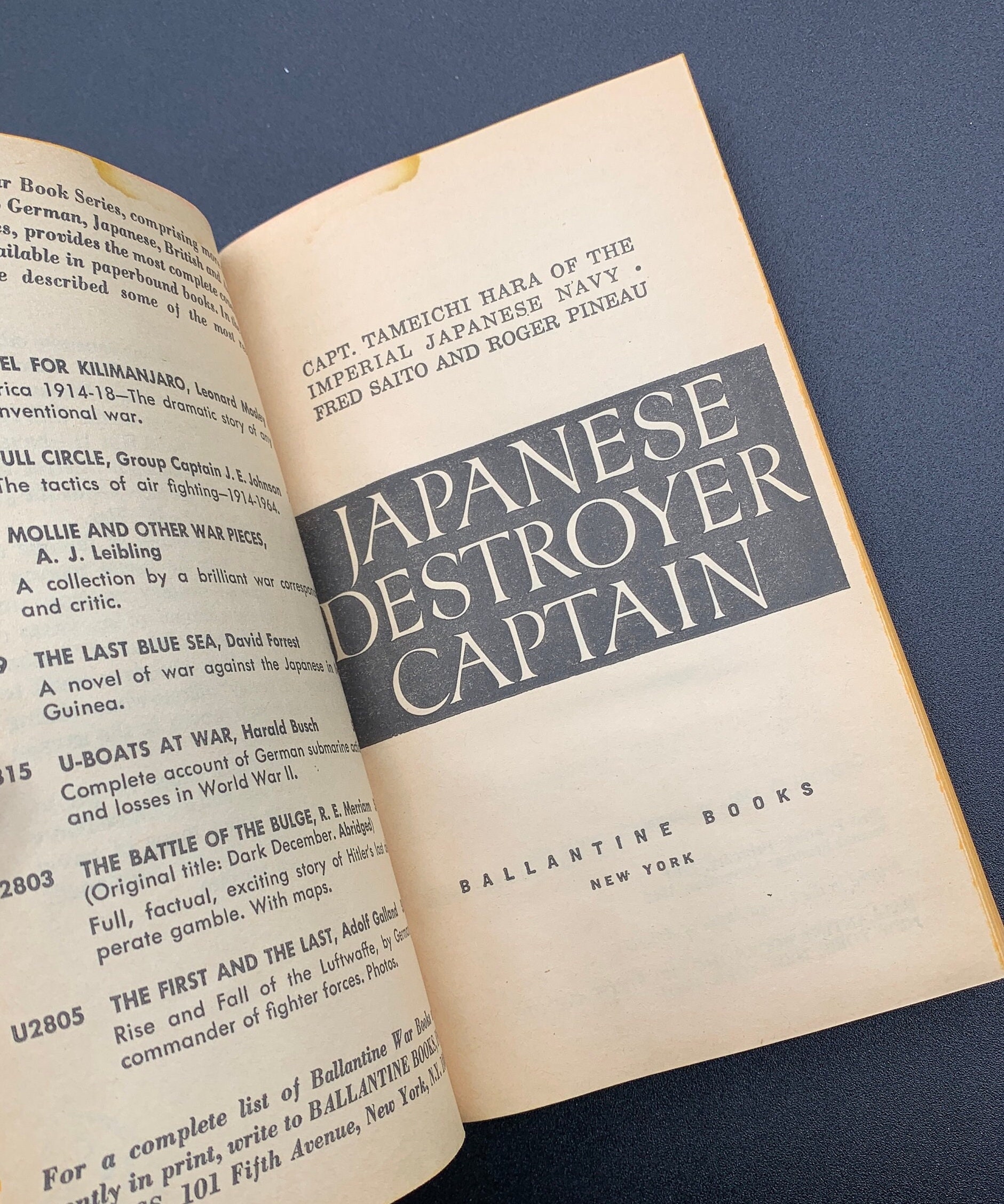 JAPANESE DESTROYER CAPTAIN by Captain Tameichi Hara 1965 Vintage ...