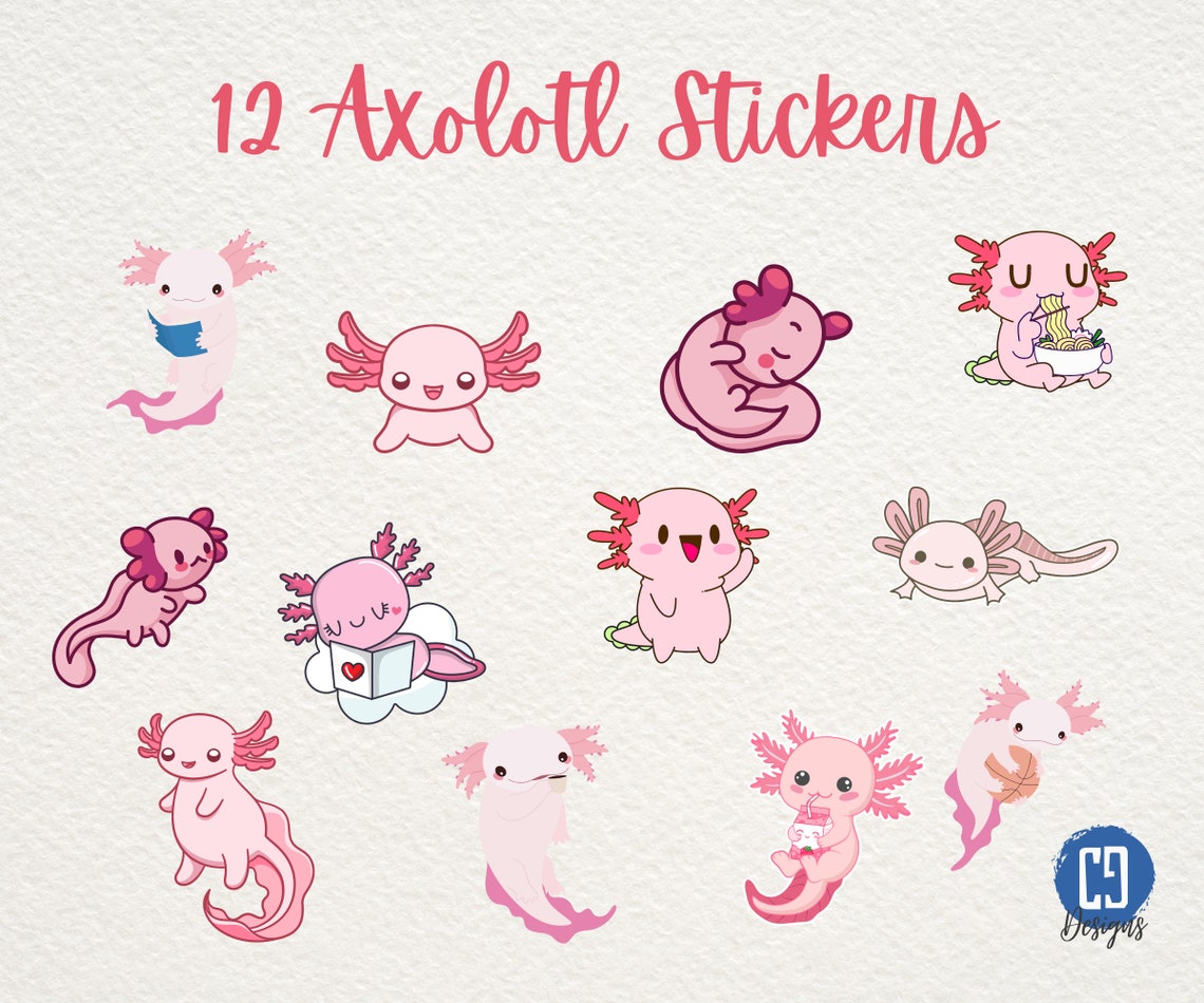 12 Axolotl Digital Stickers Digital Stickers PNG Stickers - Etsy