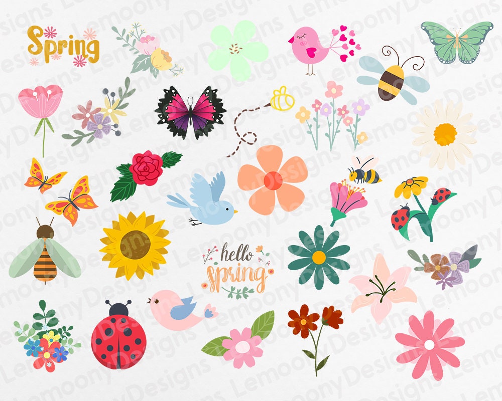 30 Spring Digital Stickers, PNG Stickers, Printable Stickers, Seasonal ...