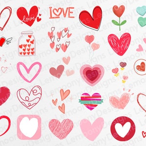30 Heart Digital Stickers, Digital Stickers, PNG Stickers, Printable ...