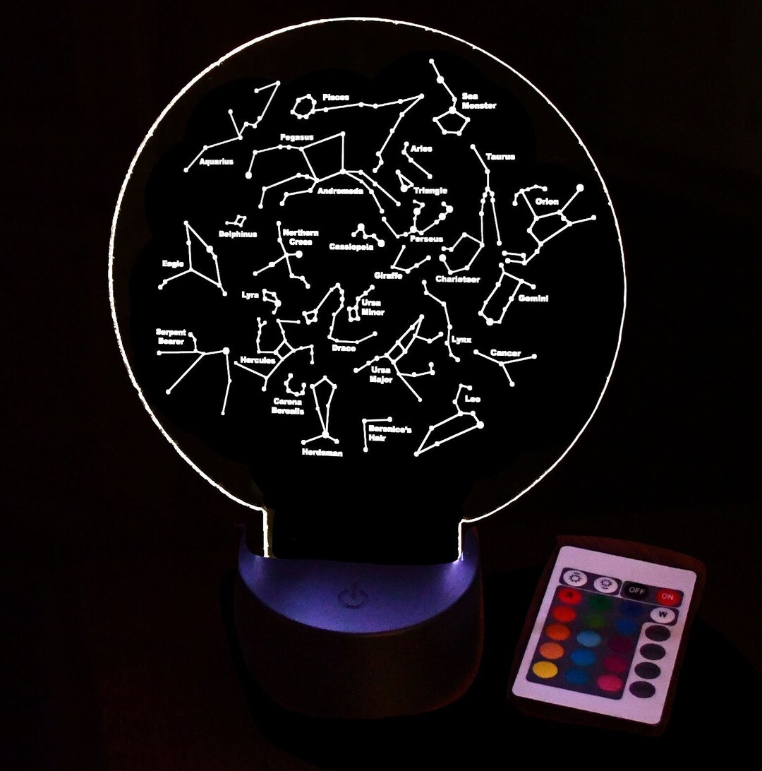 Constellations Night Light, in Clear Acrylic. USB or AA Batteries ...