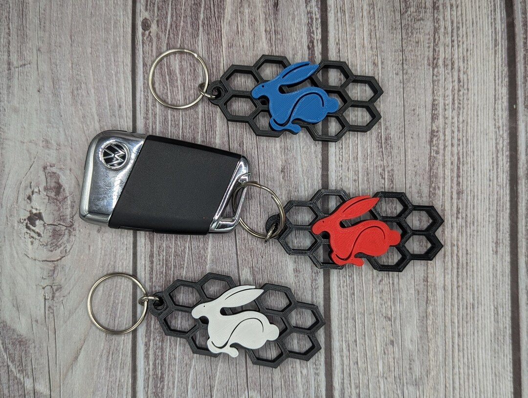 Custom VW Rabbit Logo Keychain, 3D Printed High-quality, Perfect Gift ...