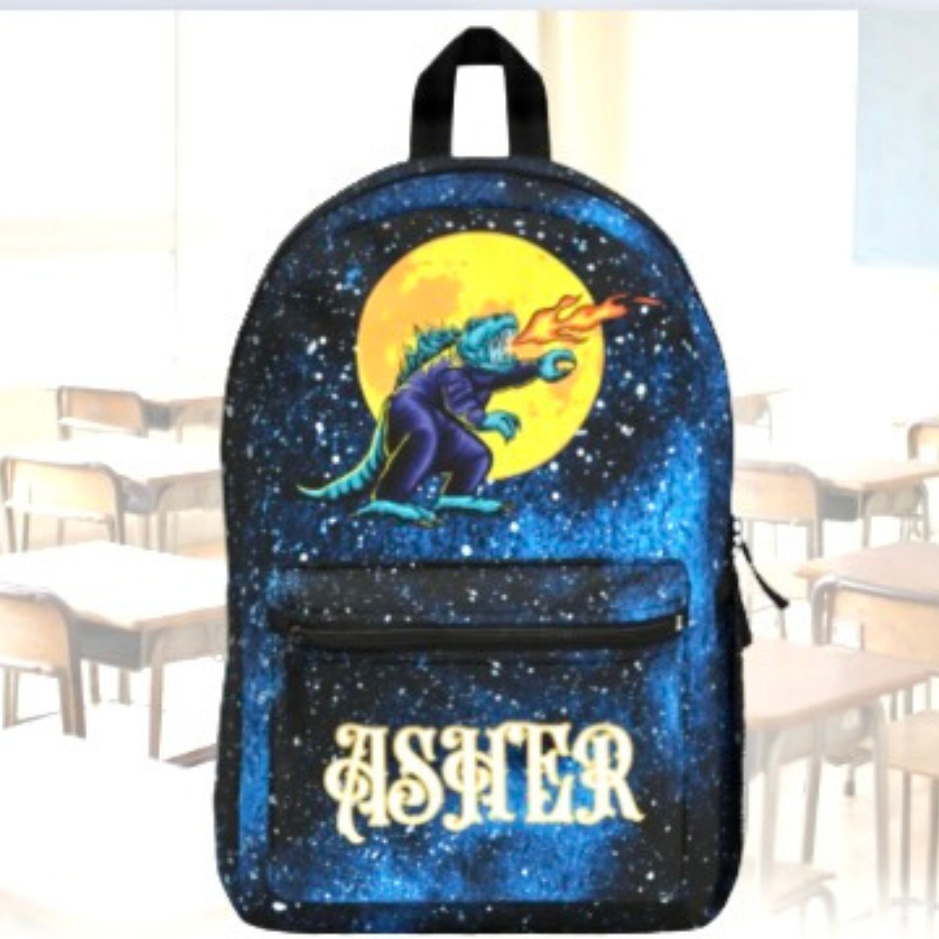 Personalized Godzilla Backpack Gift Kid Name Boy Backpack Personalized ...