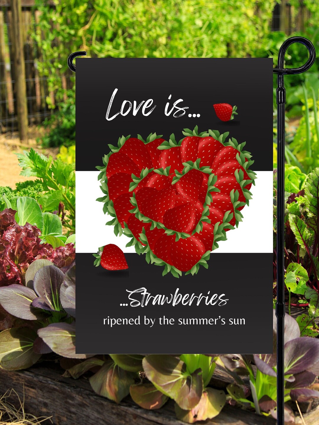 Strawberry Garden Flag, Summer Garden Flag, Strawberry Yard Art ...