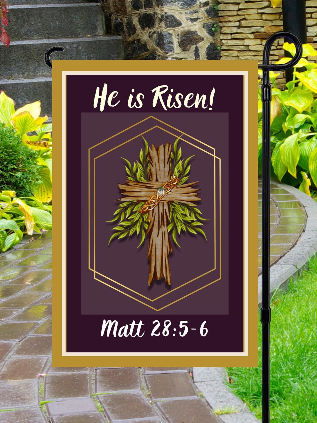 He is Risen Garden Flag Easter Garden Flag Easter Spring - Etsy