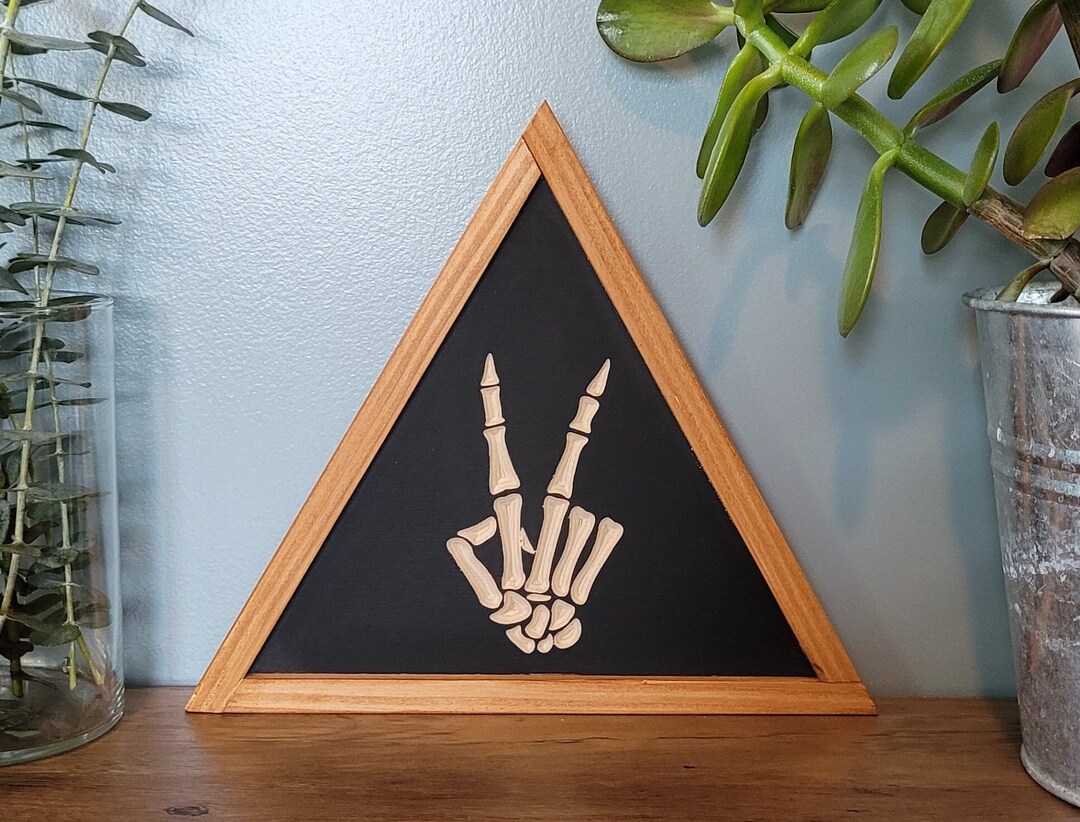 Gothic Peace Sign Carved Wall Art Skeleton Wall Decor Hippie Gift - Etsy
