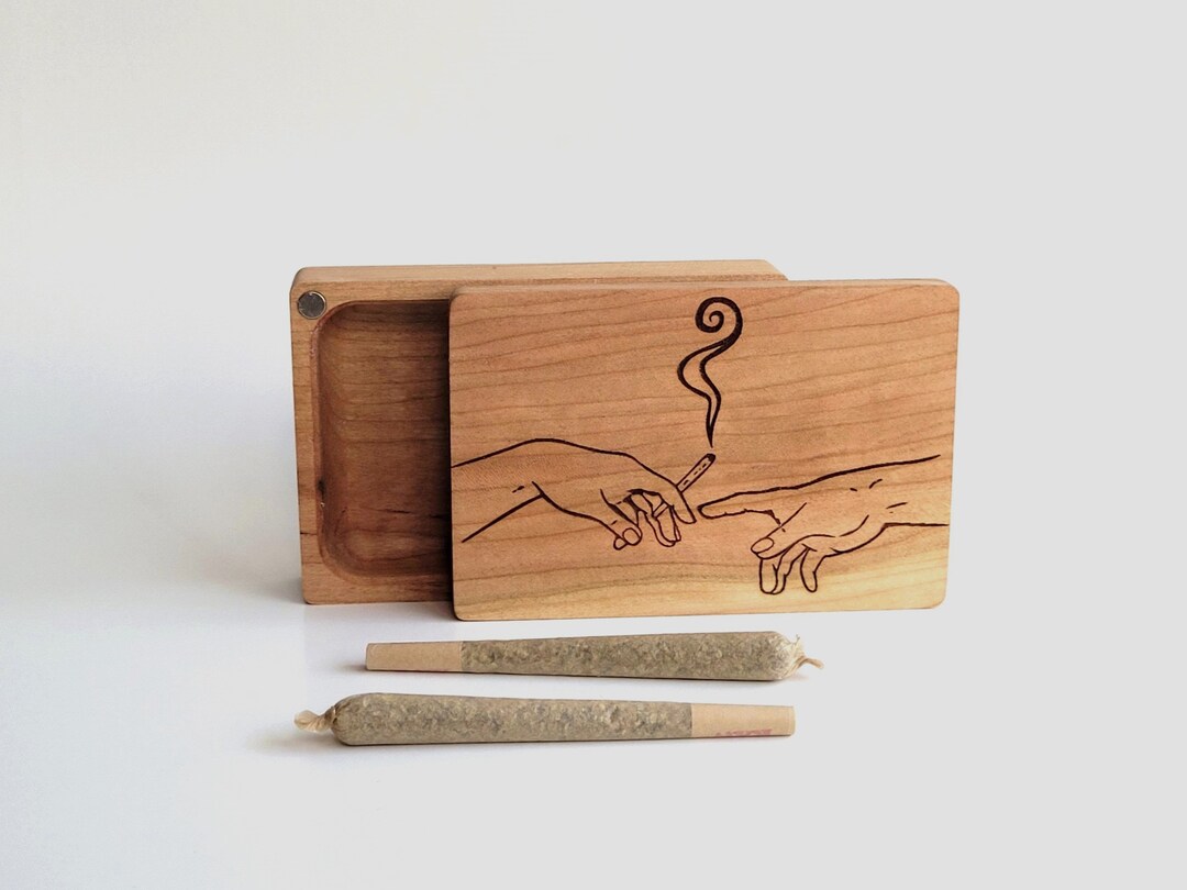 Pass the Joint Wood Stash Box | Engraved Cherry Joint Holder With ...