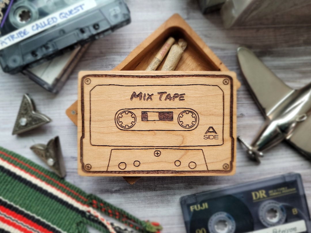 Mix Tape Joint Case | Retro 90s Wood Stash Box | Gift for Stoner - Etsy
