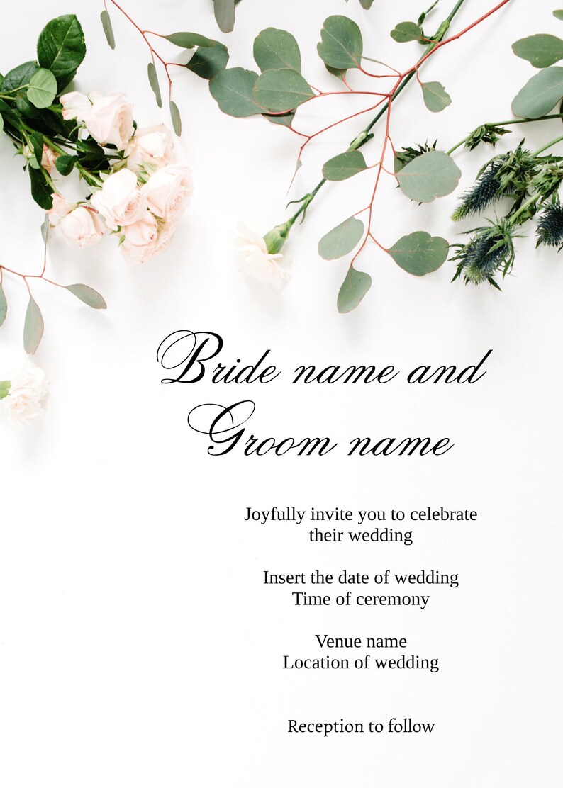 Wedding Invitation Download, Invitation Printable GR 1 - Etsy