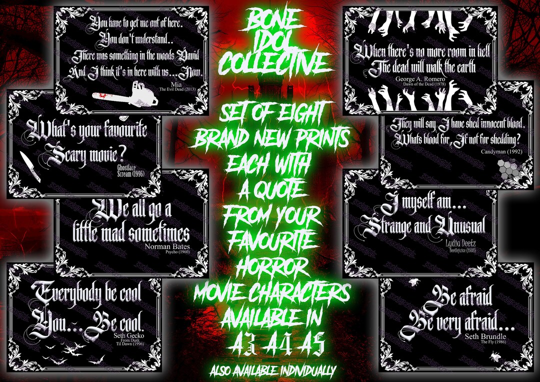 Horror Movie Inspired Goth Quotes Ghostface Beetlejuice Dawn of the ...