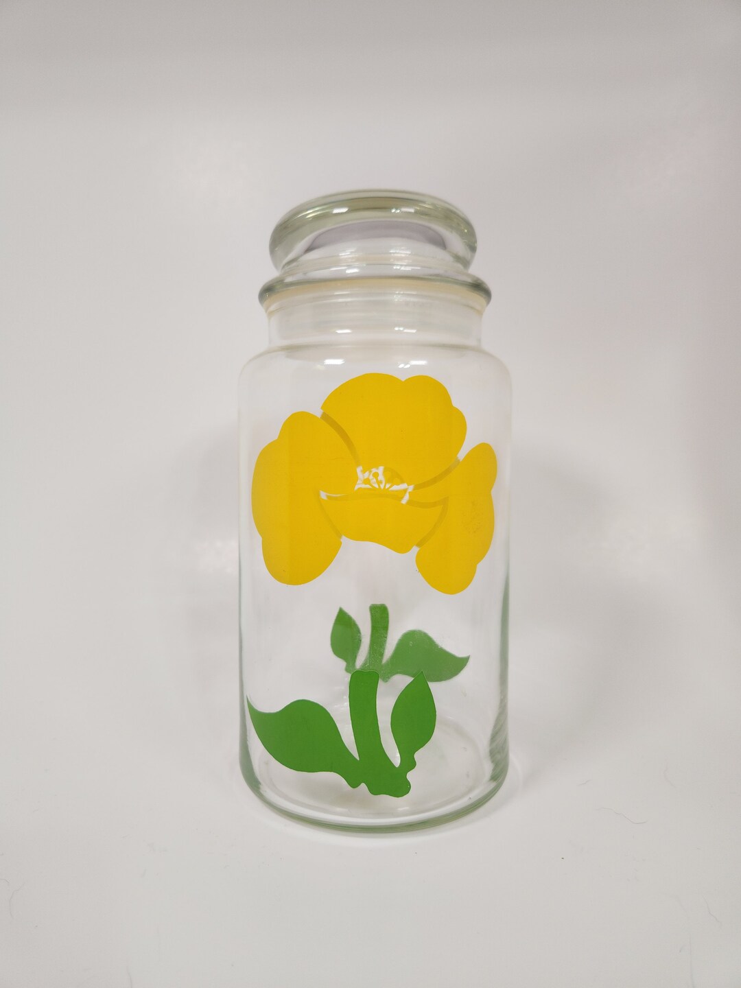 Vintage Anchor Hocking Foxy Flowers Yellow Poppy Canister Glass ...
