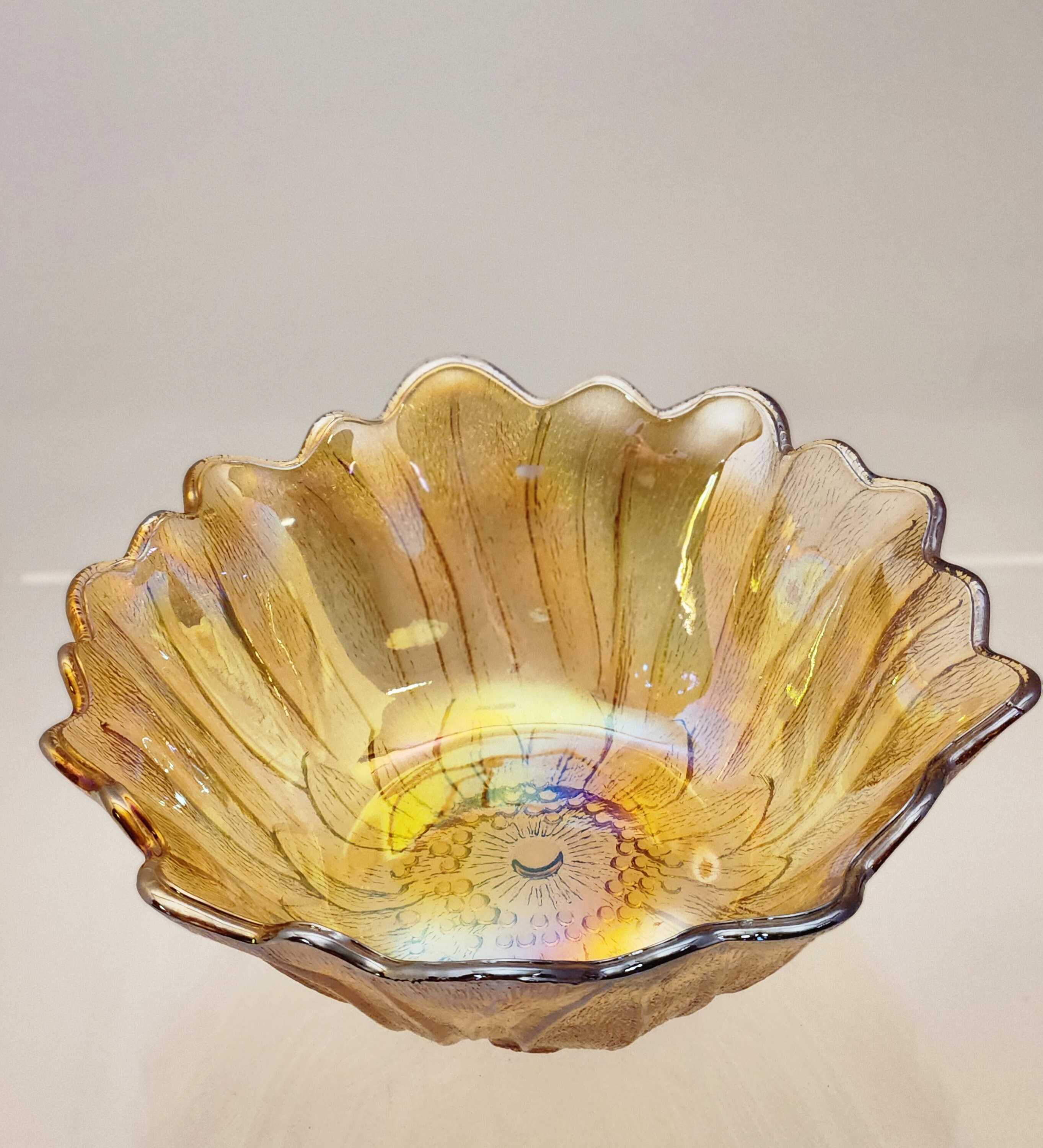 Vintage Carnival Glass Marigold Iridescent Sunflower Lily Pon Candy ...