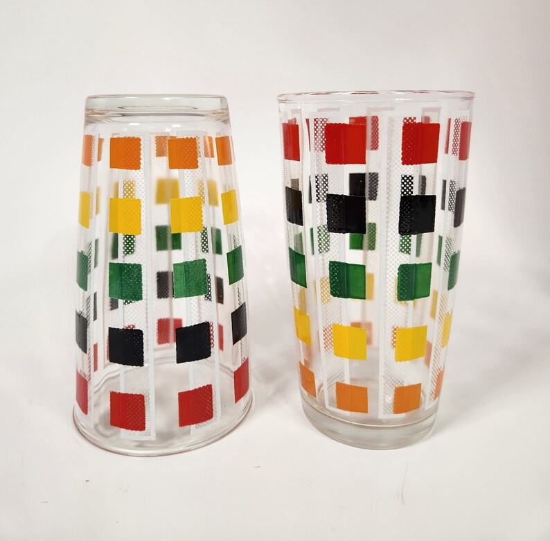 Vintage Set of 2 MCM Geometric Pattern Tumblers - Etsy