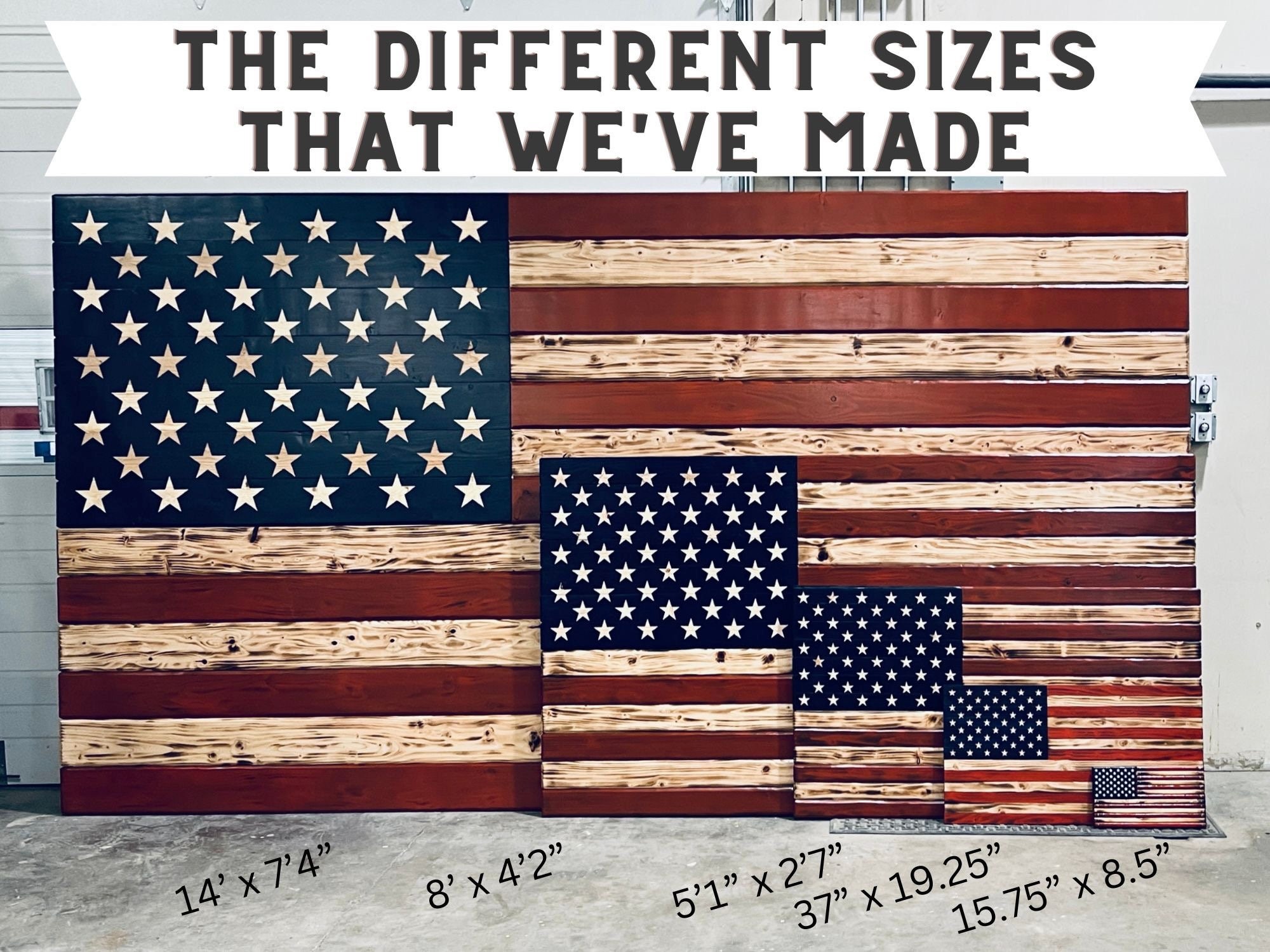19.25"x37" Rustic Handmade Wooden Flag, Handcrafted, Hand Torched ...