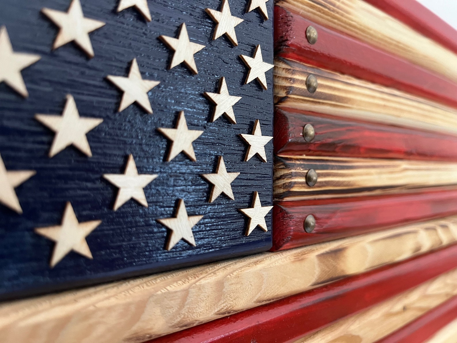 8.5"x15.75" Rustic Handmade Wooden Flag, Handcrafted, Hand Torched ...