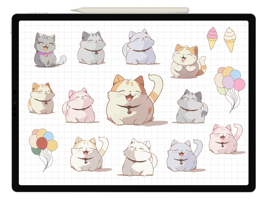 Cat Digital Sticker BUNDLE Sticker Digital Cat Sticker Cat Goodnote ...