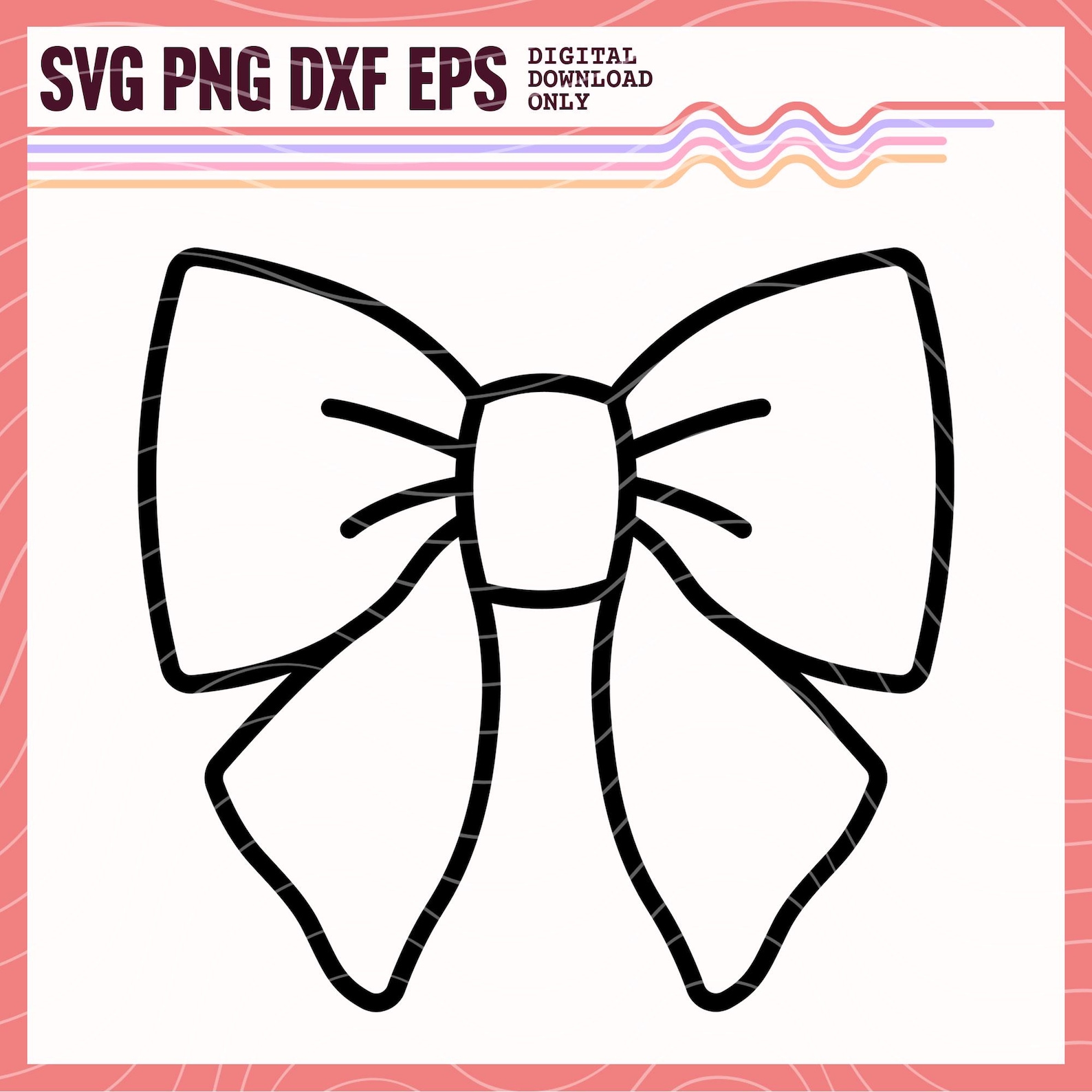 Bow SVG PNG DXF, Bow Line Art Style Vector Image, Bow Clipart, Bow ...