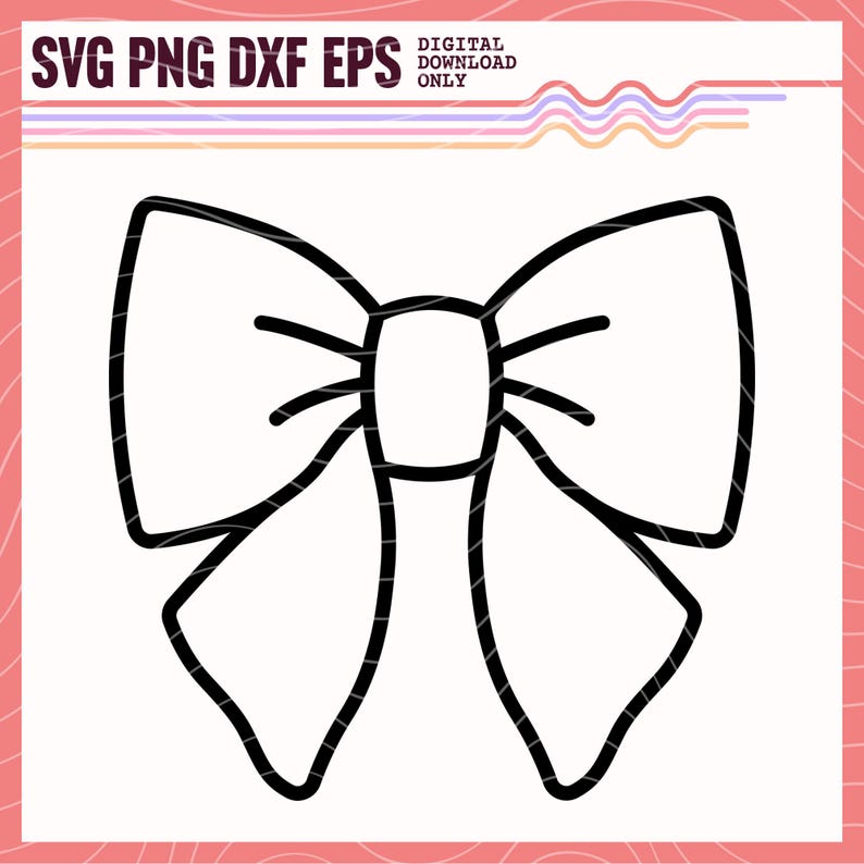 Bow SVG PNG DXF, Bow Line Art Style Vector Image, Bow Clipart, Bow ...