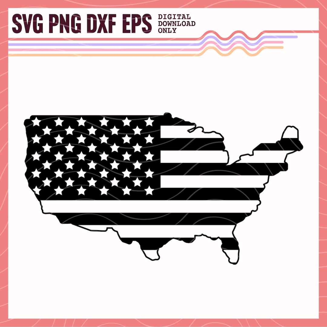 U.S. Flag SVG PNG, American Flag and Usa Map Vector Image, American ...