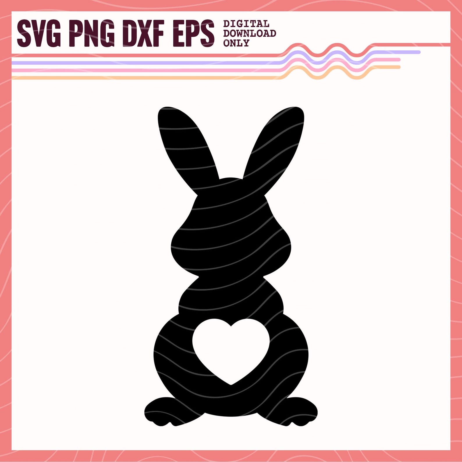 Bunny Heart SVG PNG DXF, Bunny Silhouette Vector Image, Easter Clipart ...