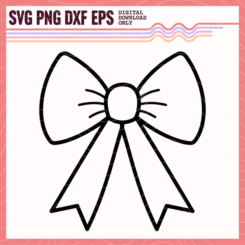 Bow SVG PNG, Cute Bow Line Art Style Vector Image, Bow Clipart, Bow ...