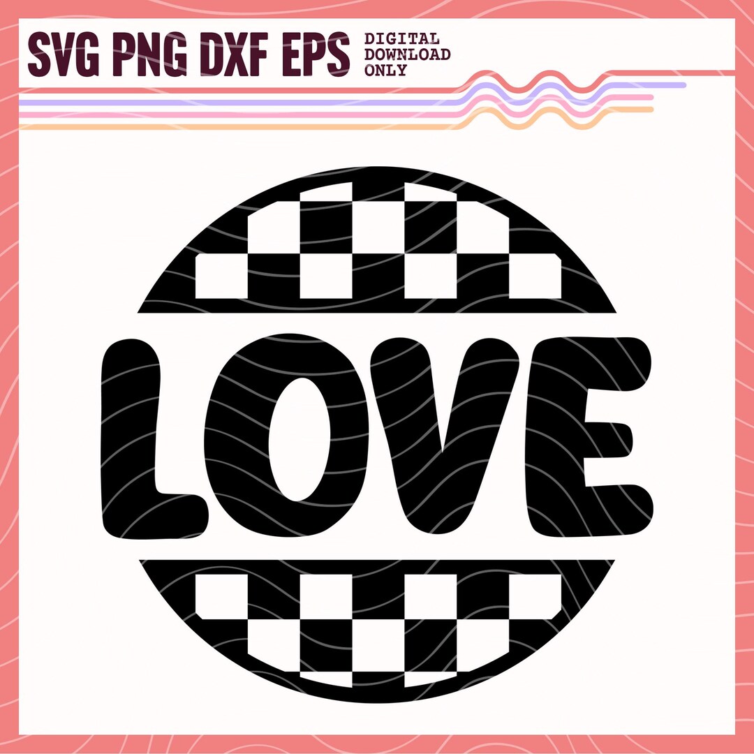 Love SVG PNG DXF, Love and Checkers Vector Image, Valentine's Day ...