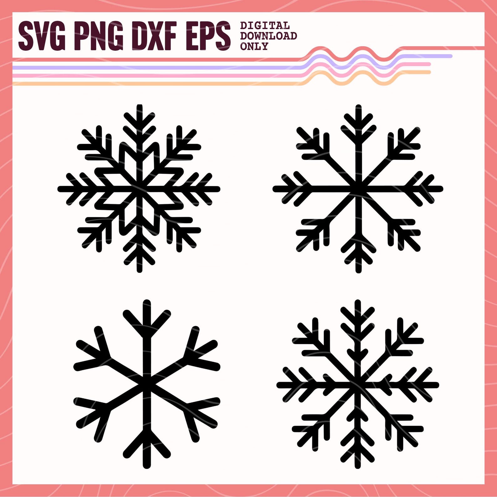 Snow Flakes Bundle SVG PNG DXF, Snow Flakes Vector Image, Snow Flakes ...