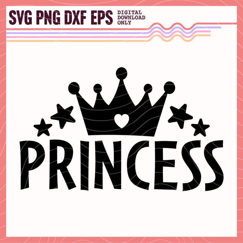 Princess SVG PNG DXF, Princess and Crown Vector Image, Princess Clipart ...