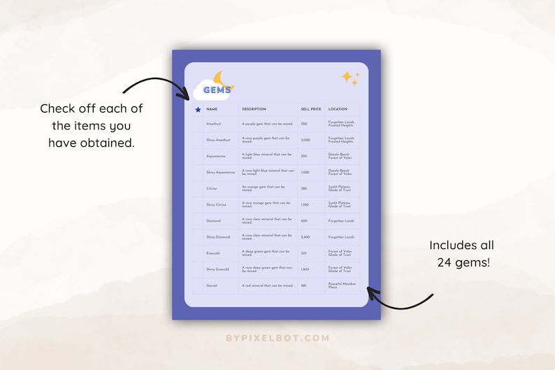 Dreamlight Valley Planner | Gems Checklist | Dreamlight Valley ...