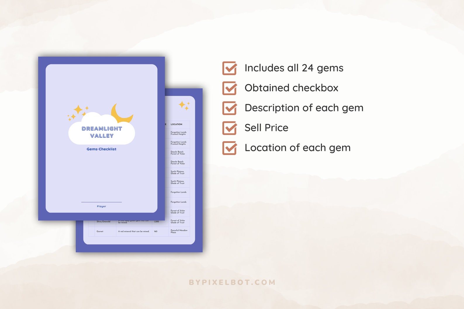 Dreamlight Valley Planner Gems Checklist Dreamlight Valley - Etsy