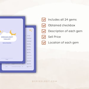 Dreamlight Valley Planner | Gems Checklist | Dreamlight Valley ...