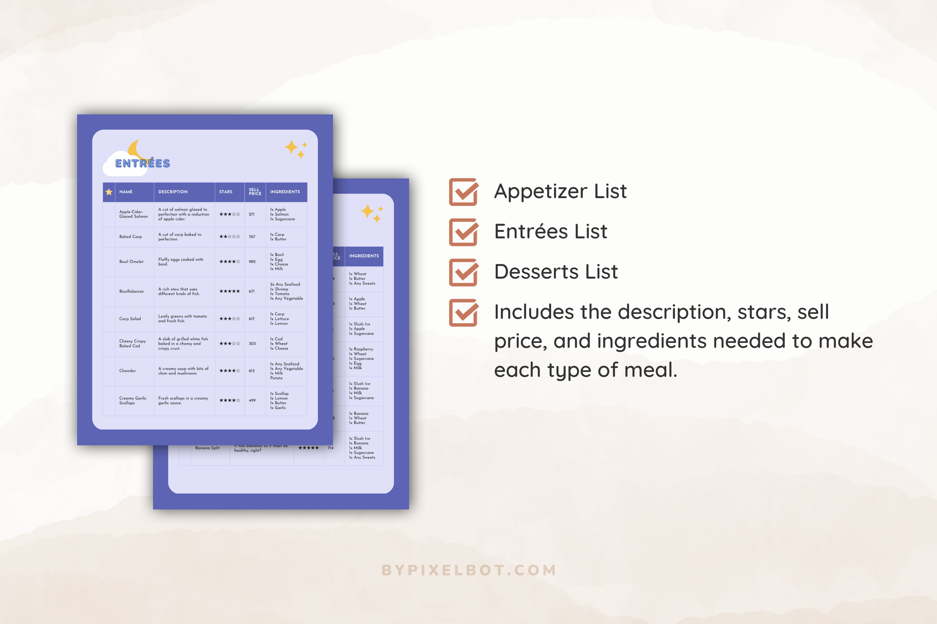 Dreamlight Valley Planner | Meals Checklist | Recipe Guide | Dreamlight ...