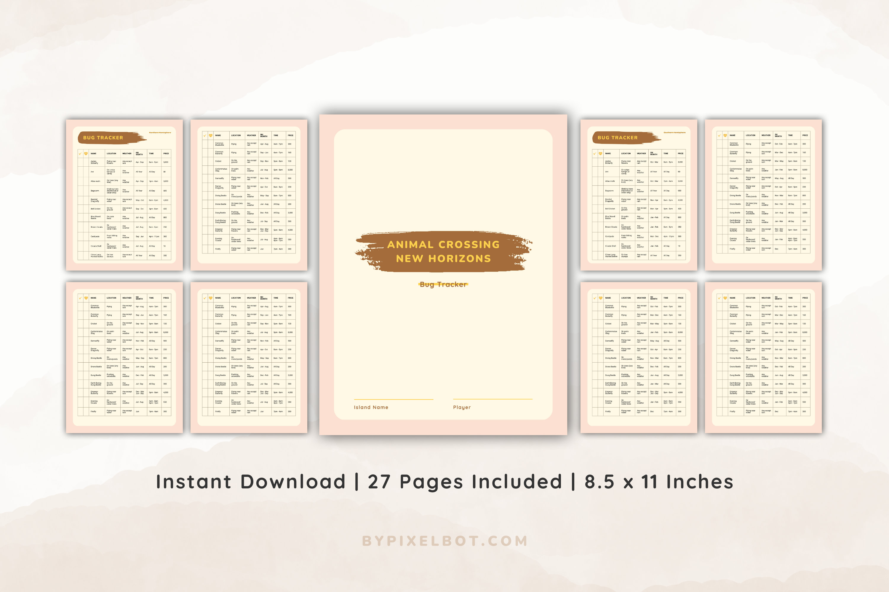 ACNH Bug Checklist + Catch Guide | Bug Tracker | Modern Animal Crossing ...