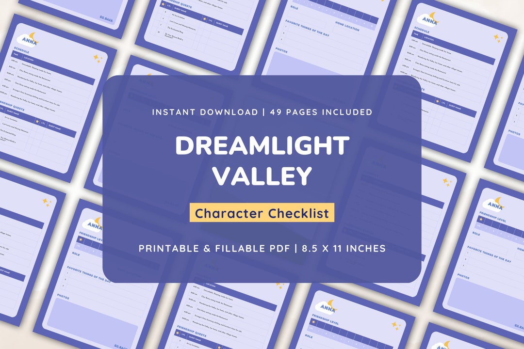 Dreamlight Valley Planner | Character Checklist | Dreamlight Valley ...