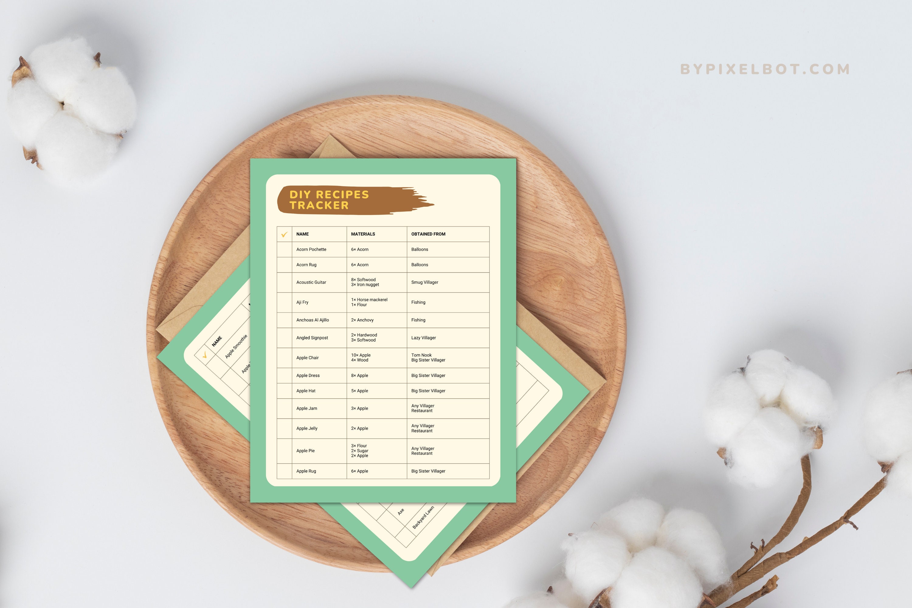 ACNH DIY Recipes Checklist Planner Modern Animal Crossing New Horizons ...