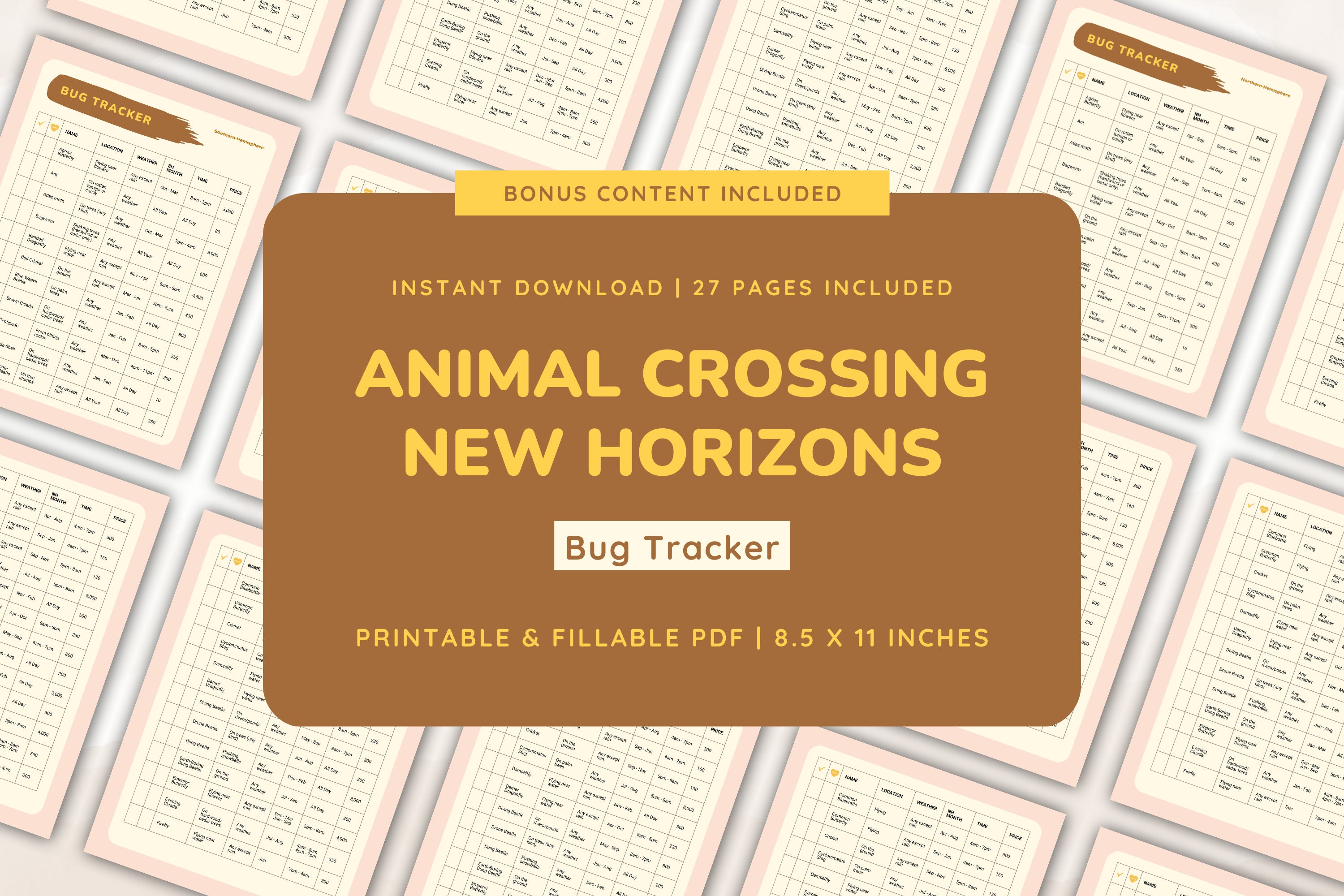 ACNH Bug Checklist + Catch Guide | Bug Tracker | Modern Animal Crossing ...