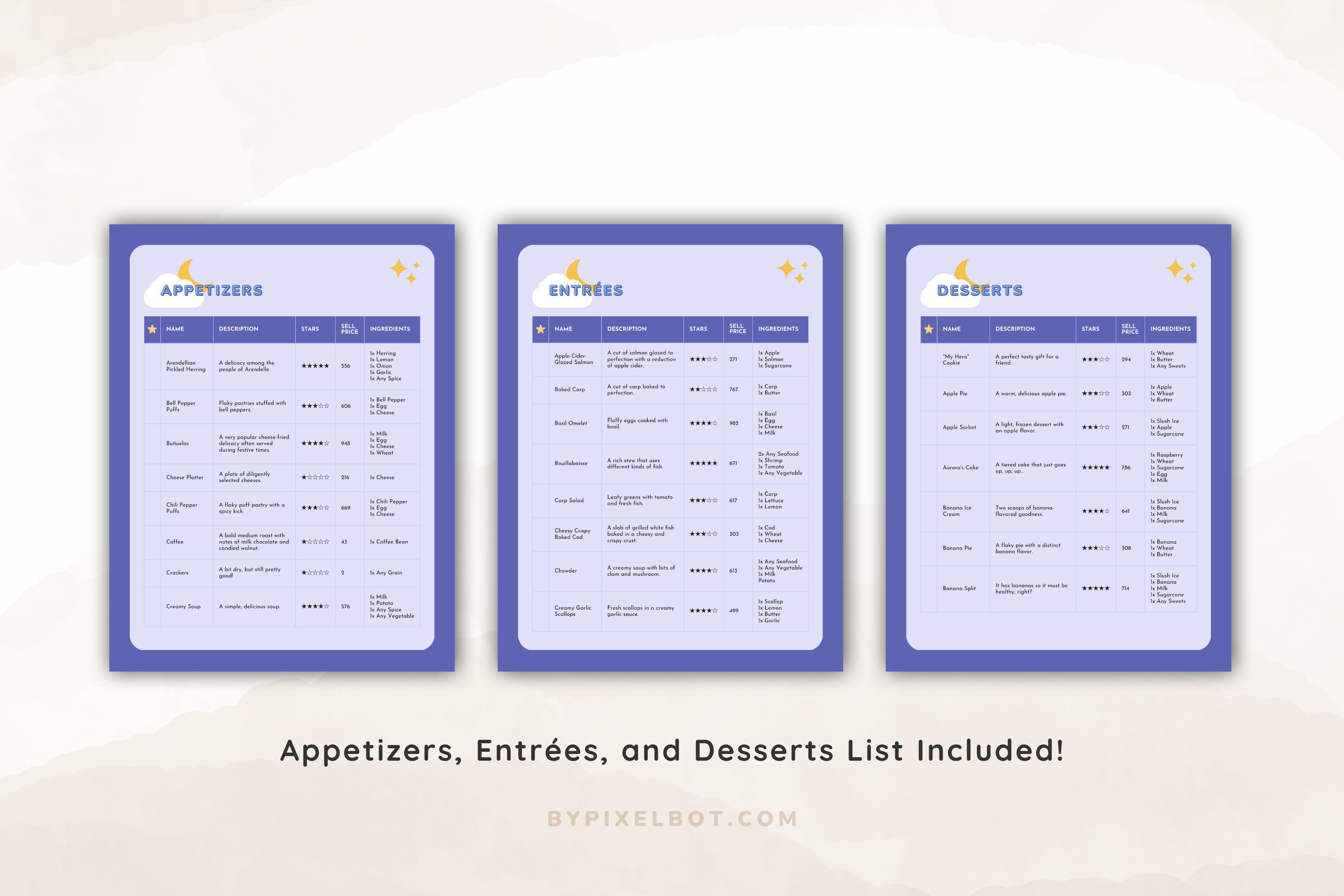 Dreamlight Valley Planner | Meals Checklist | Recipe Guide | Dreamlight ...