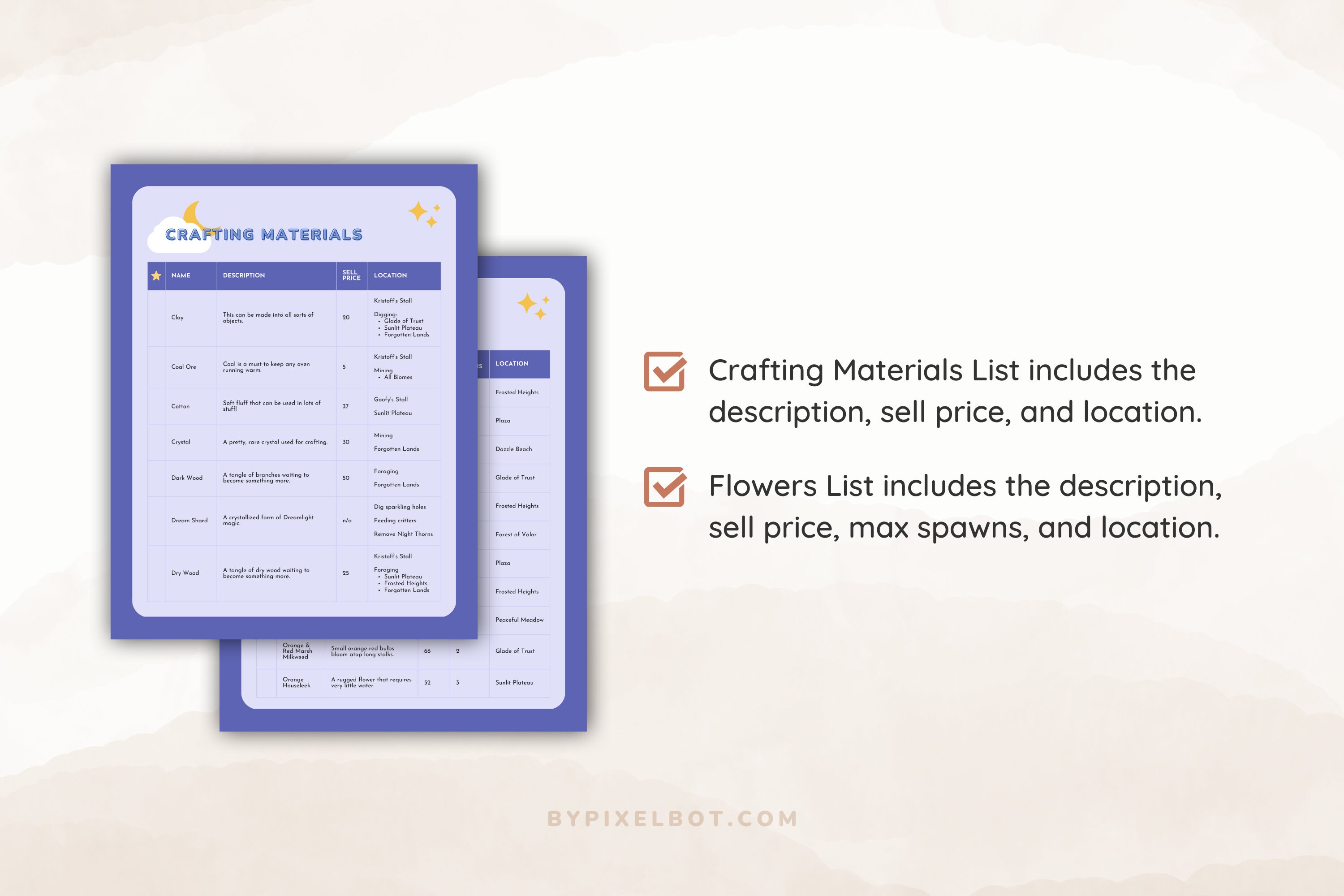 Dreamlight Valley Planner Foraging Checklist Crafting - Etsy
