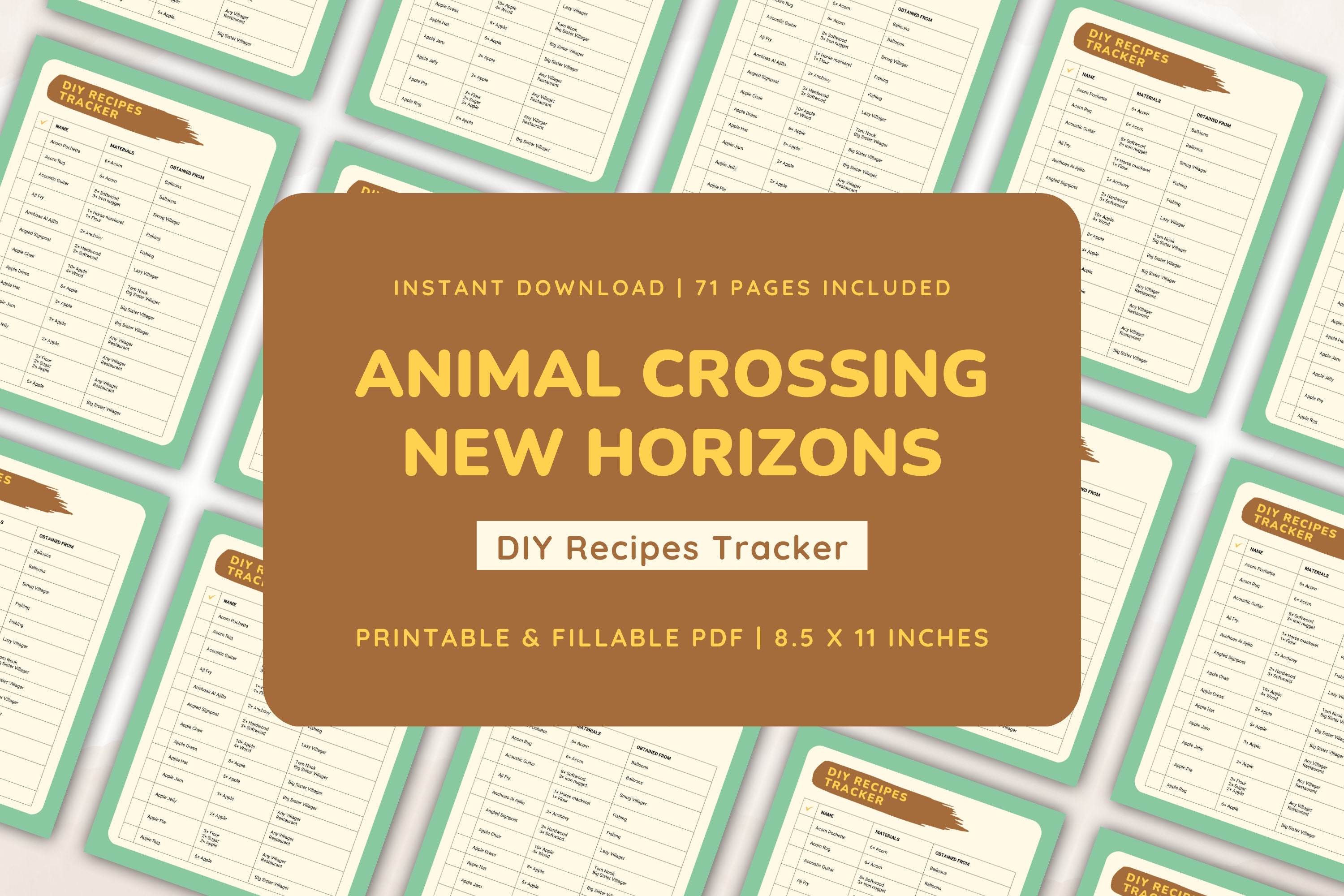 ACNH DIY Recipes Checklist Planner Modern Animal Crossing New Horizons ...