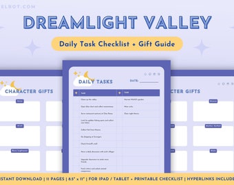 Dreamlight Valley Planner - Set 1 Daily Checklist and Gift Guide ...