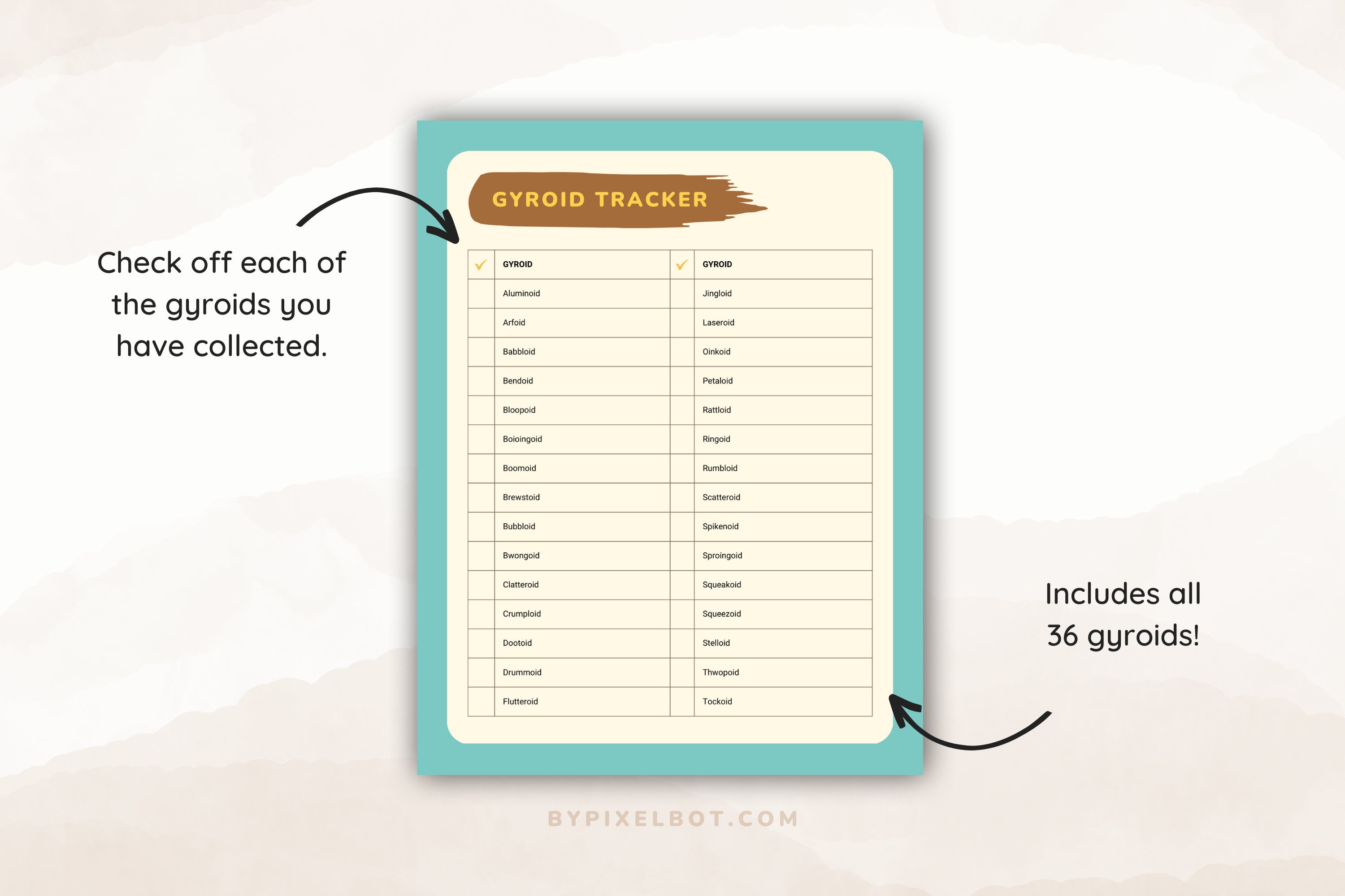 ACNH Gyroid Checklist Gyroid List Modern Animal Crossing New Horizons ...